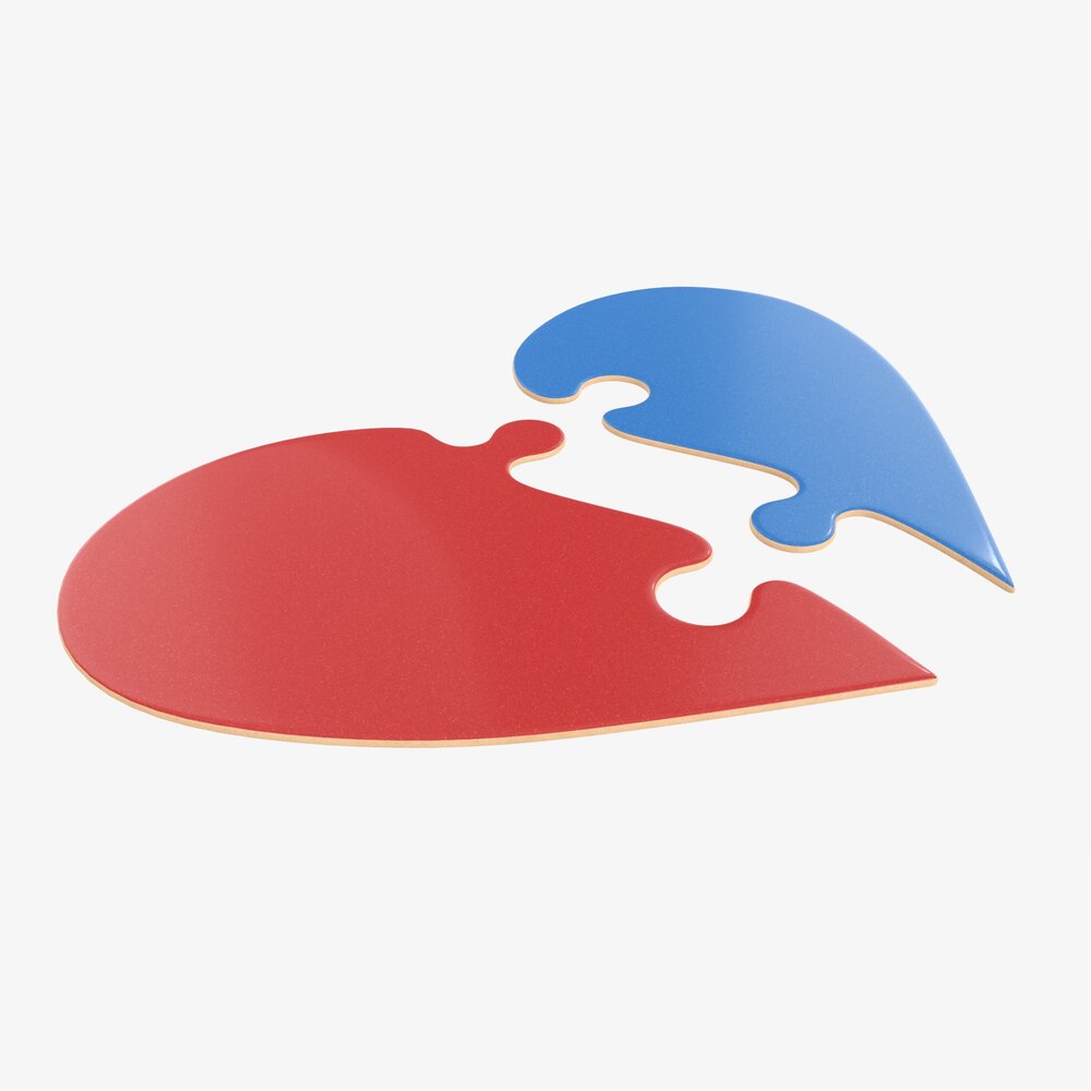 Jigsaw Puzzle Heart Halves 3D model - Download Toys on 3DModels.org