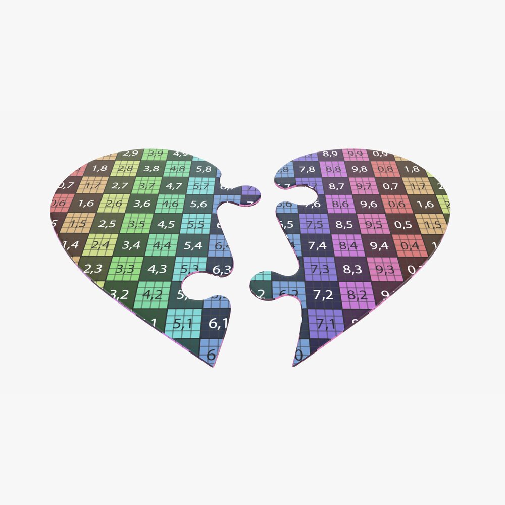 Jigsaw Puzzle Heart Halves 3D model - Download Toys on 3DModels.org