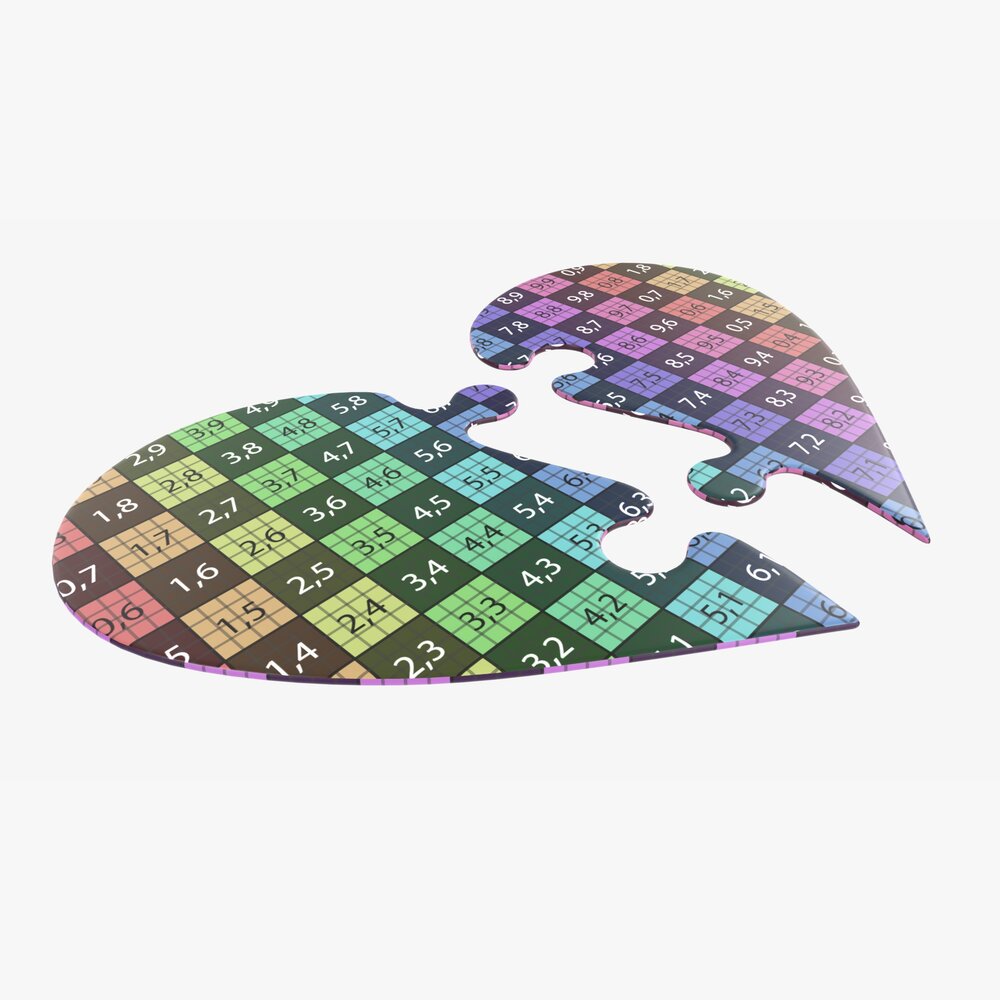 Jigsaw Puzzle Heart Halves 3D model - Download Toys on 3DModels.org
