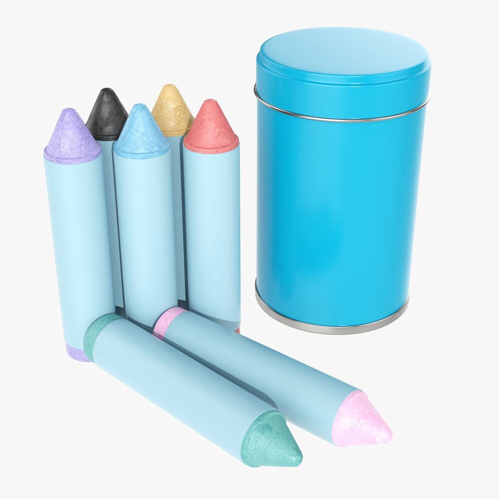 Large Crayons In Metal Tube Box 3Dモデル - ダウンロード ステーショナリー on 3DModels.org