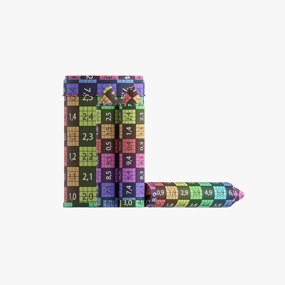 Large Crayons In Metal Tube Box 3D模型 - 下载 文具 on 3DModels.org