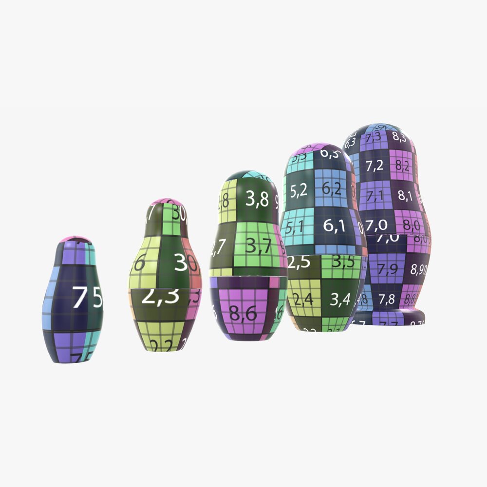 Matryoshka Nesting Doll Set Mockup 3D model - Download Toys on 3DModels.org