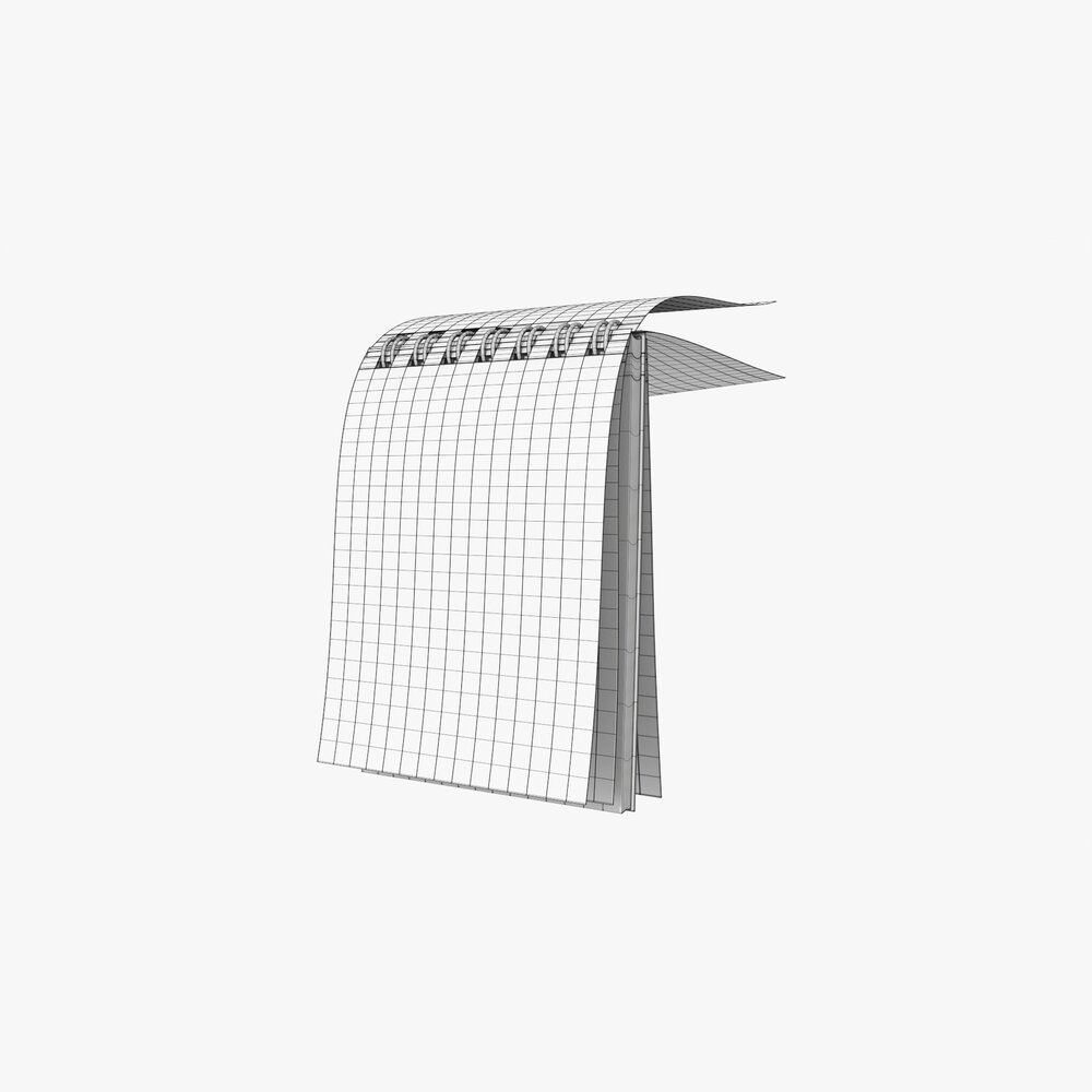 Notebook With Spiral 01 Opened 3D model - Download Stationery on ...