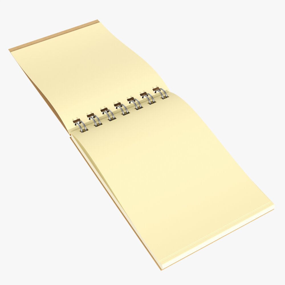 Notebook With Spiral 02 Opened 3D model - Download Stationery on ...
