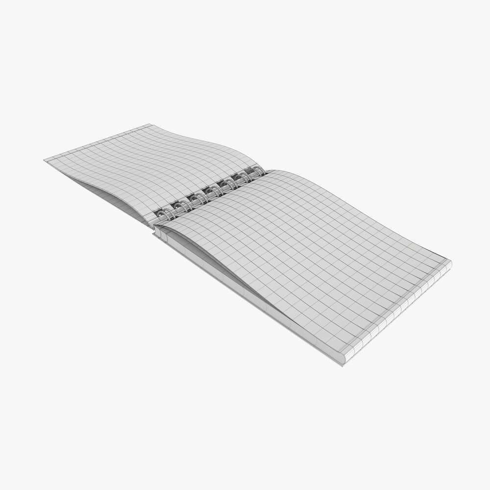 Notebook With Spiral 02 Opened 3D model - Download Stationery on ...