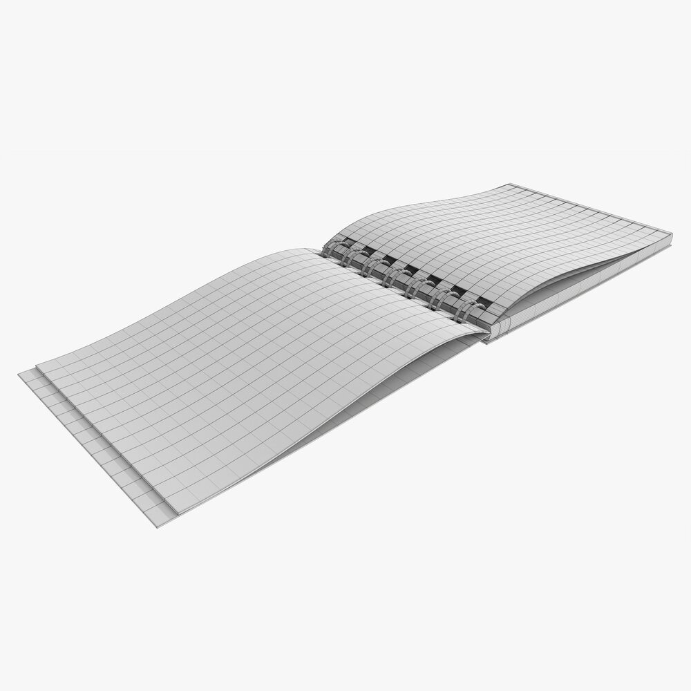 Notebook With Spiral 02 Opened 3D model - Download Stationery on ...