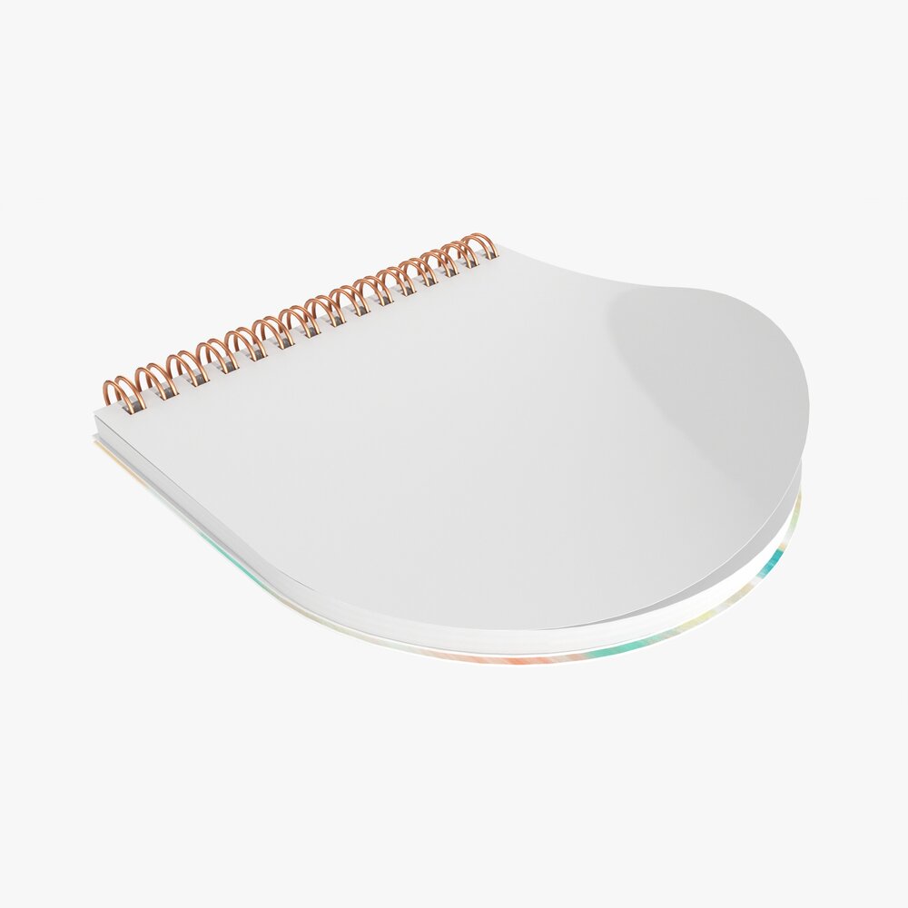 Notebook With Spiral 03 Flipped 3D model - Download Stationery on ...