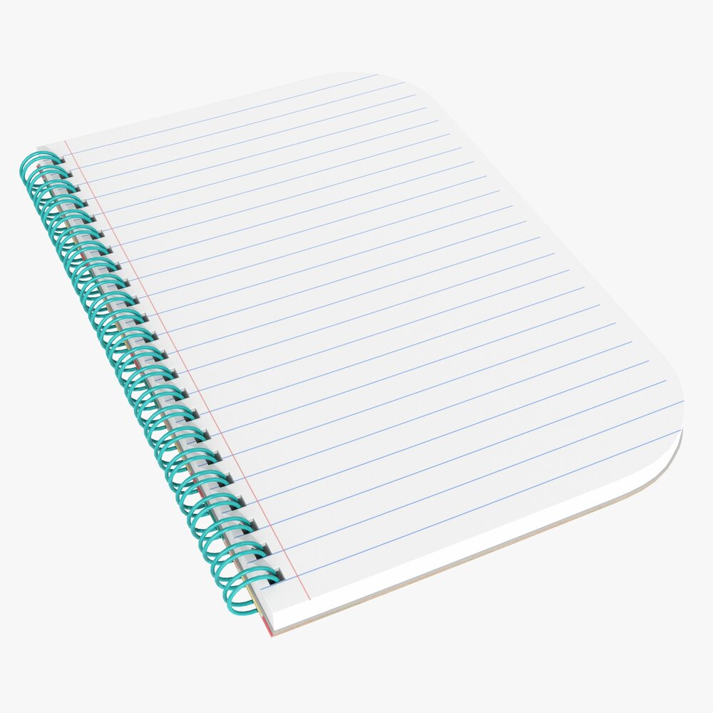 Notebook With Spiral 05 Flipped 3D model - Download Stationery on ...