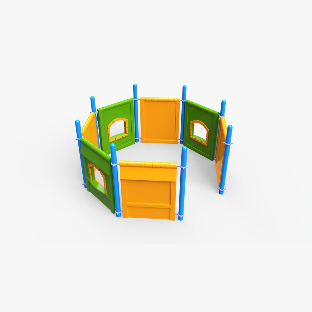 Children’s Play Yard with Multicolor Panels and Window Cutouts 3D model ...