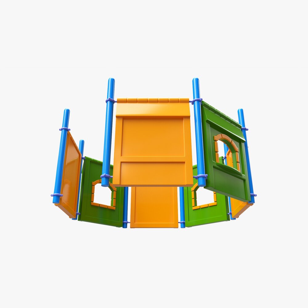 Children’s Play Yard with Multicolor Panels and Window Cutouts 3D model ...