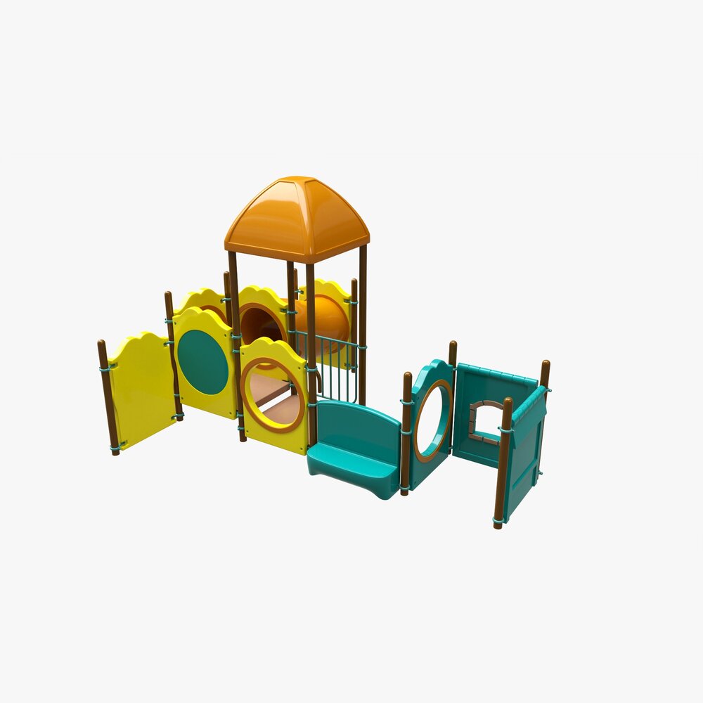 Children’s Outdoor Play Structure with Slide and Tunnels 3D model ...