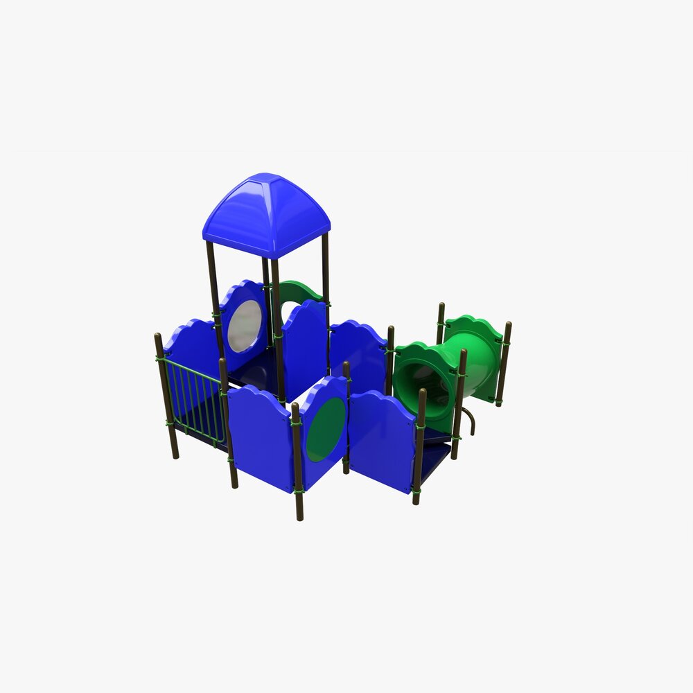 Children’s Playground Structure with Slide and Tunnel 3D model ...