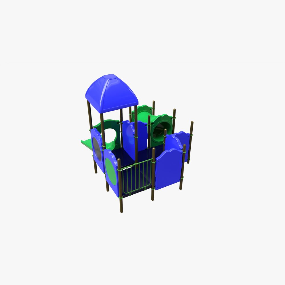 Children’s Playground Structure with Slide and Tunnel 3D model ...