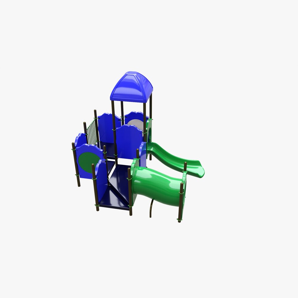 Children’s Playground Structure with Slide and Tunnel 3D model ...