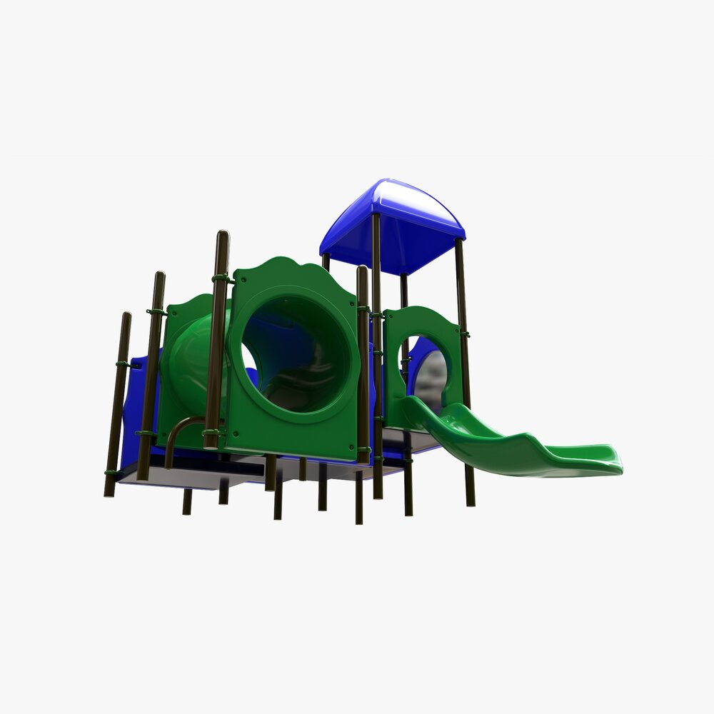Children’s Playground Structure with Slide and Tunnel 3D model ...