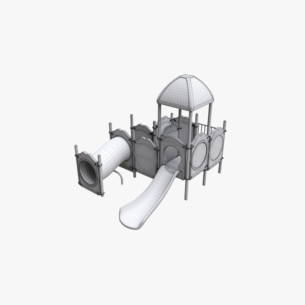 Children’s Playground Structure with Slide and Tunnel 3D model ...