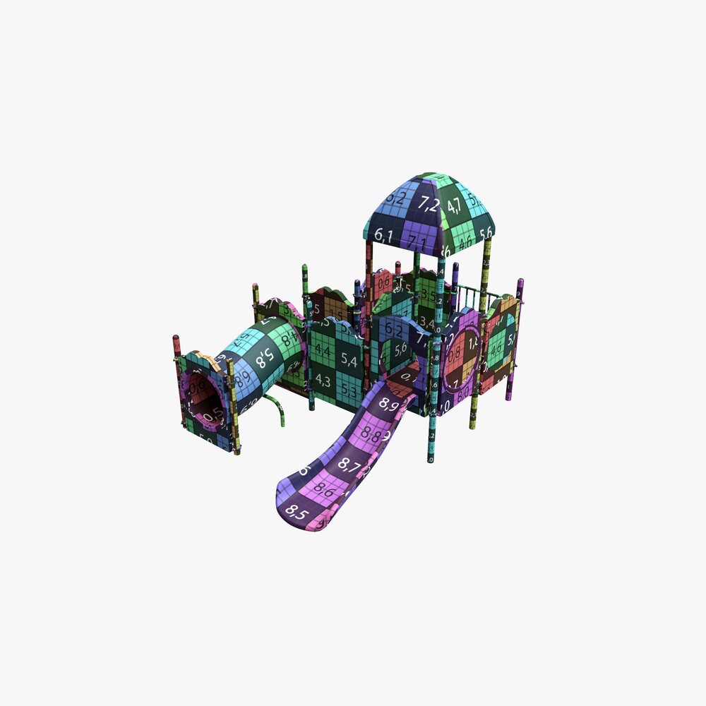 Children’s Playground Structure with Slide and Tunnel 3D model ...