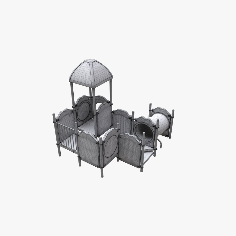Children’s Playground Structure with Slide and Tunnel 3D model ...