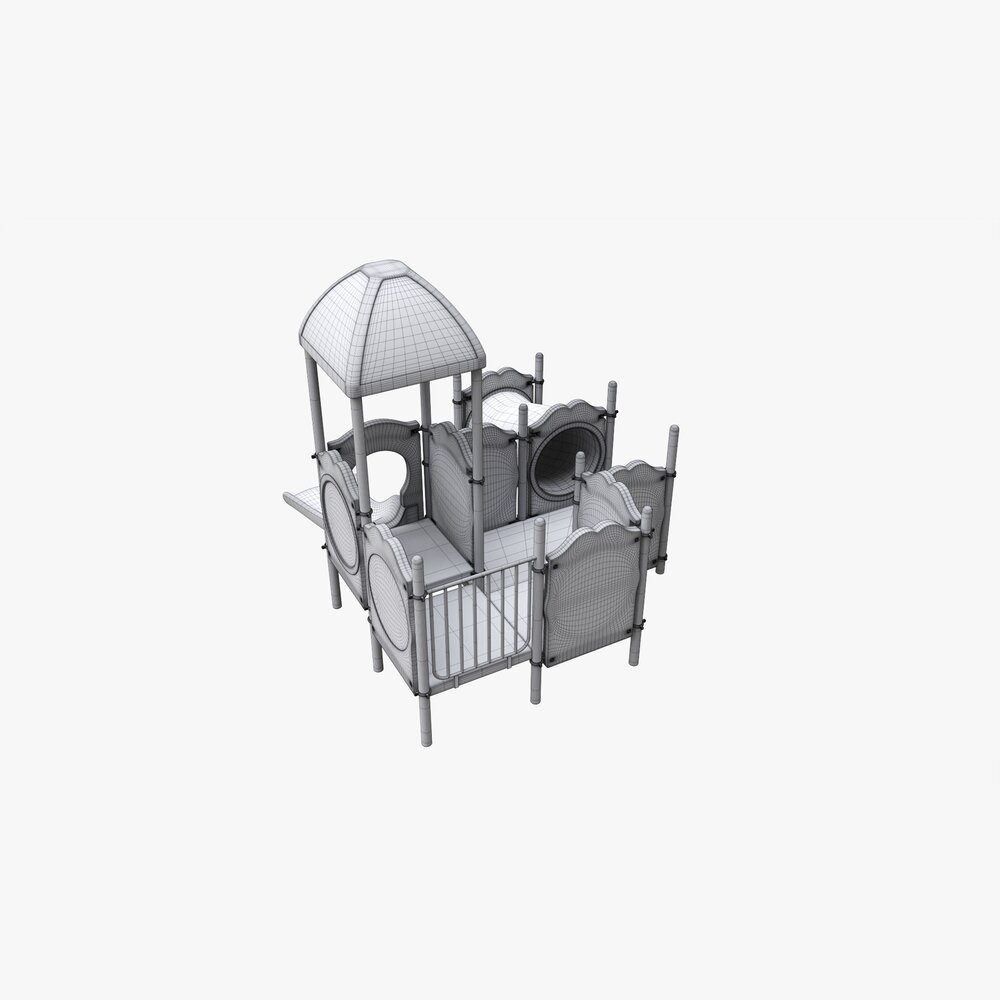 Children’s Playground Structure with Slide and Tunnel 3D model ...