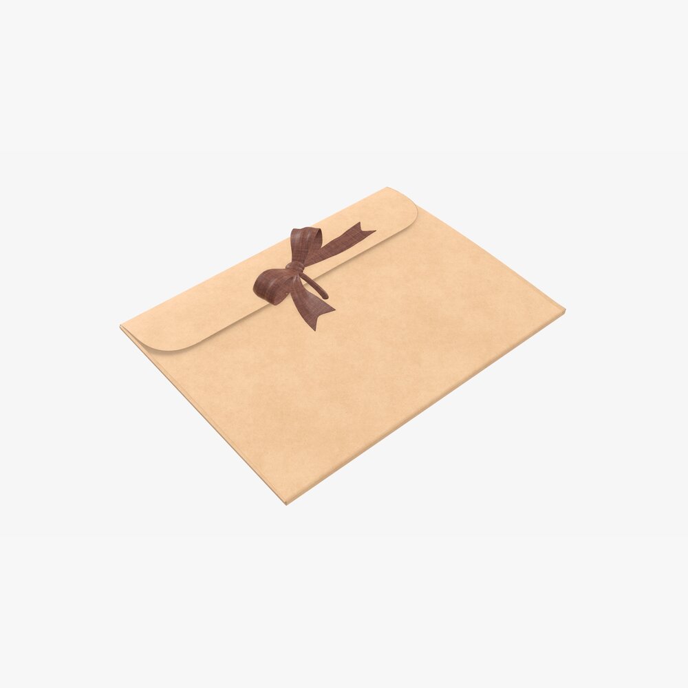 Paper Gift Envelope With Bow Mockup 3D model - Download Packaging and ...
