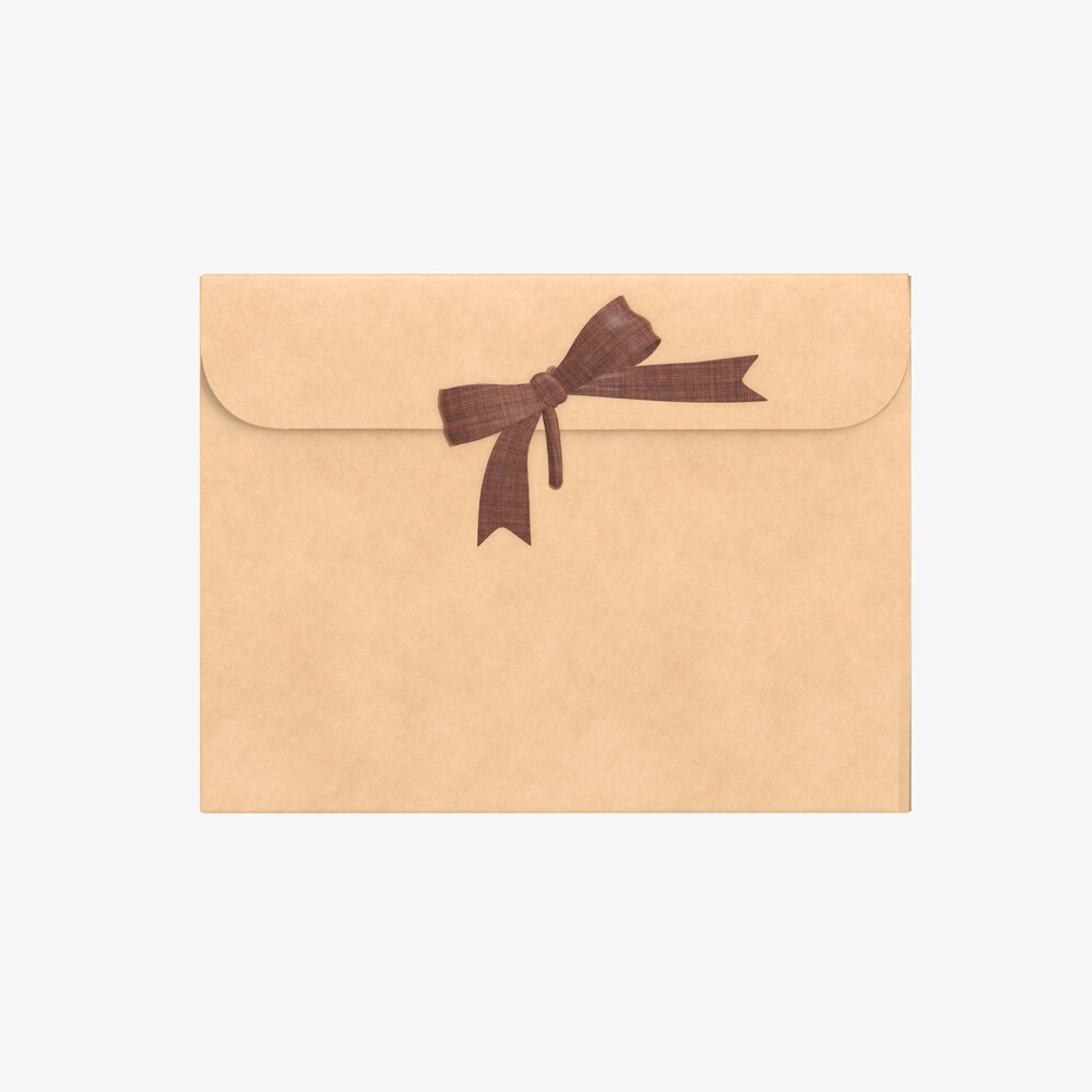 Paper Gift Envelope With Bow Mockup 3D model - Download Packaging and ...