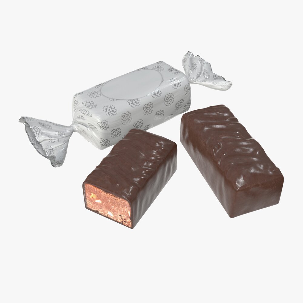 Chocolate-Covered Nougat Bar Package 3D model - Download Dessert on ...