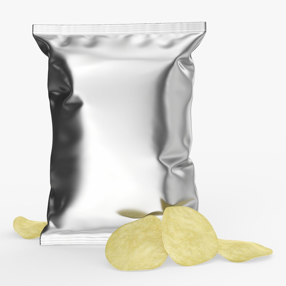 Potato Chips Medium Package With Folds 02 Mockup 3D model - Download ...