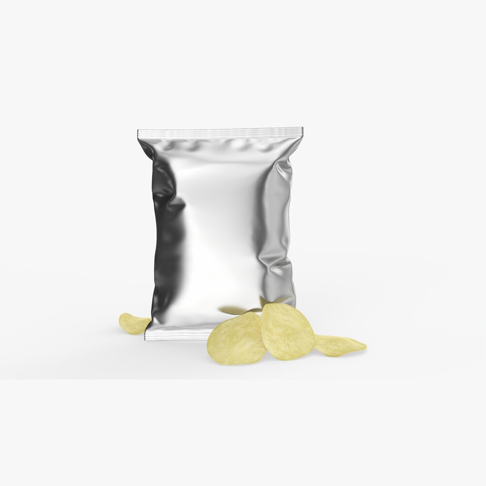 Potato Chips Medium Package With Folds 02 Mockup 3D model - Download ...