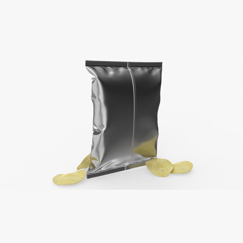 Potato Chips Medium Package With Folds 02 Mockup 3D model - Download ...