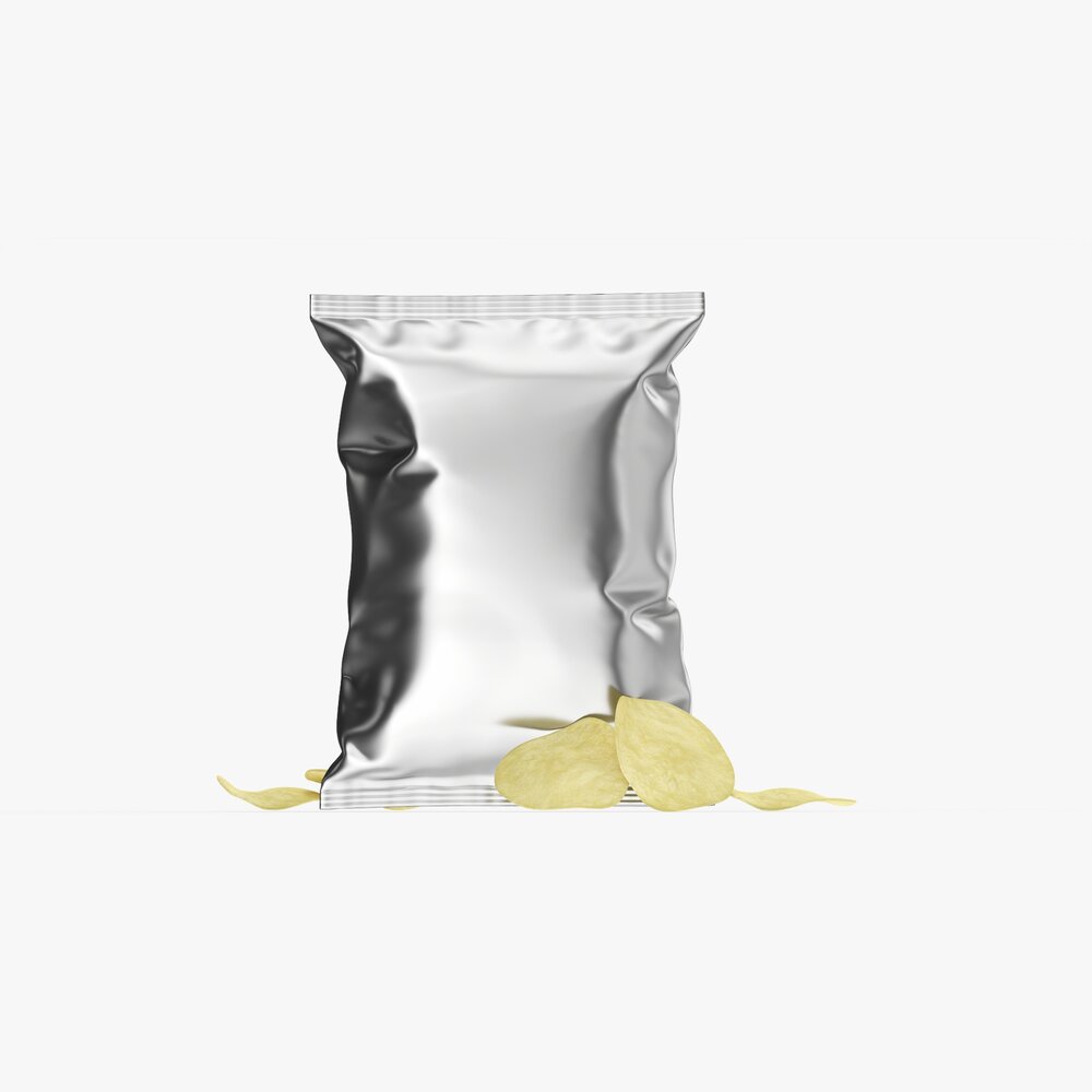 Potato Chips Medium Package With Folds 02 Mockup 3D model - Download ...