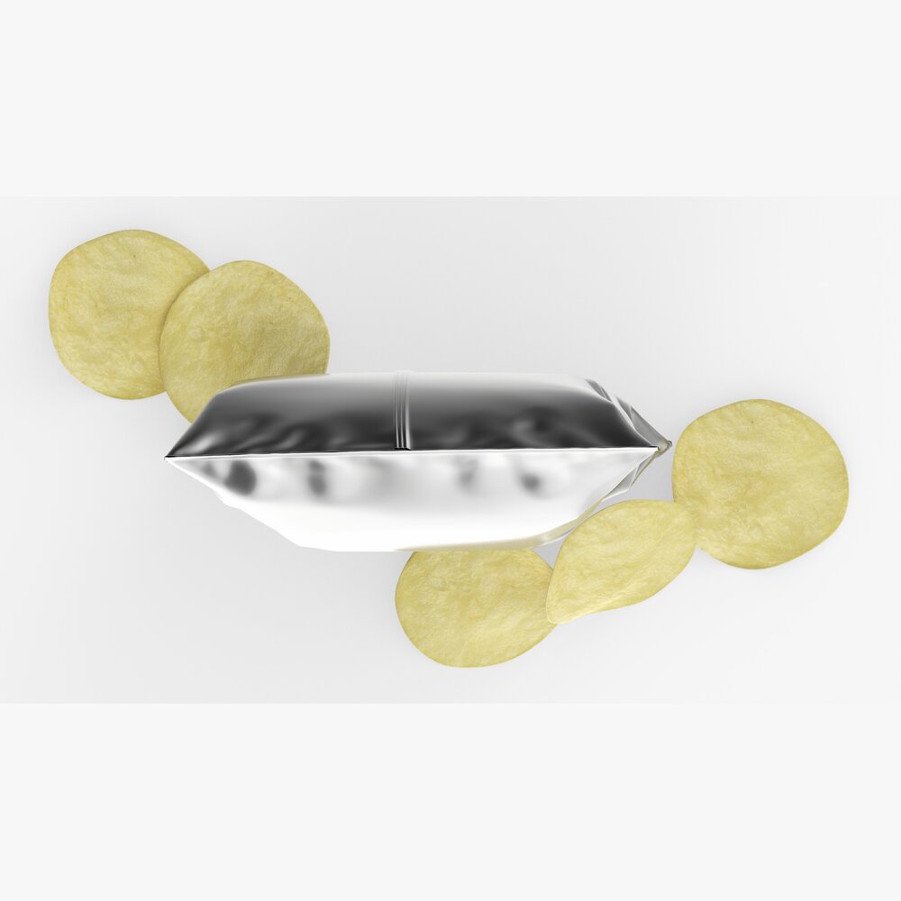 Potato Chips Medium Package With Folds 02 Mockup 3D model - Download ...