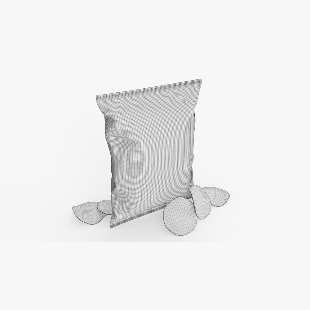 Potato Chips Medium Package With Folds 02 Mockup 3D model - Download ...