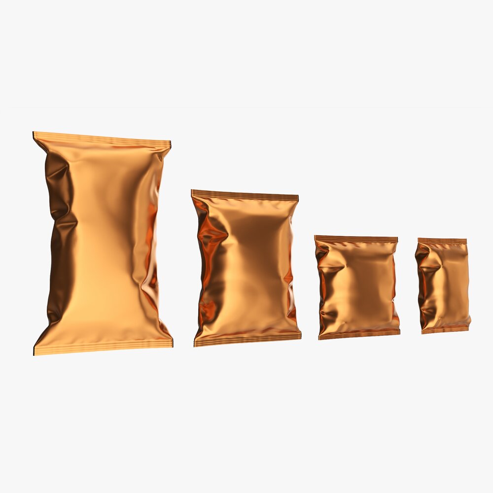 Potato Chips Packages With Folds Mockup 3D model - Download Mockup on ...