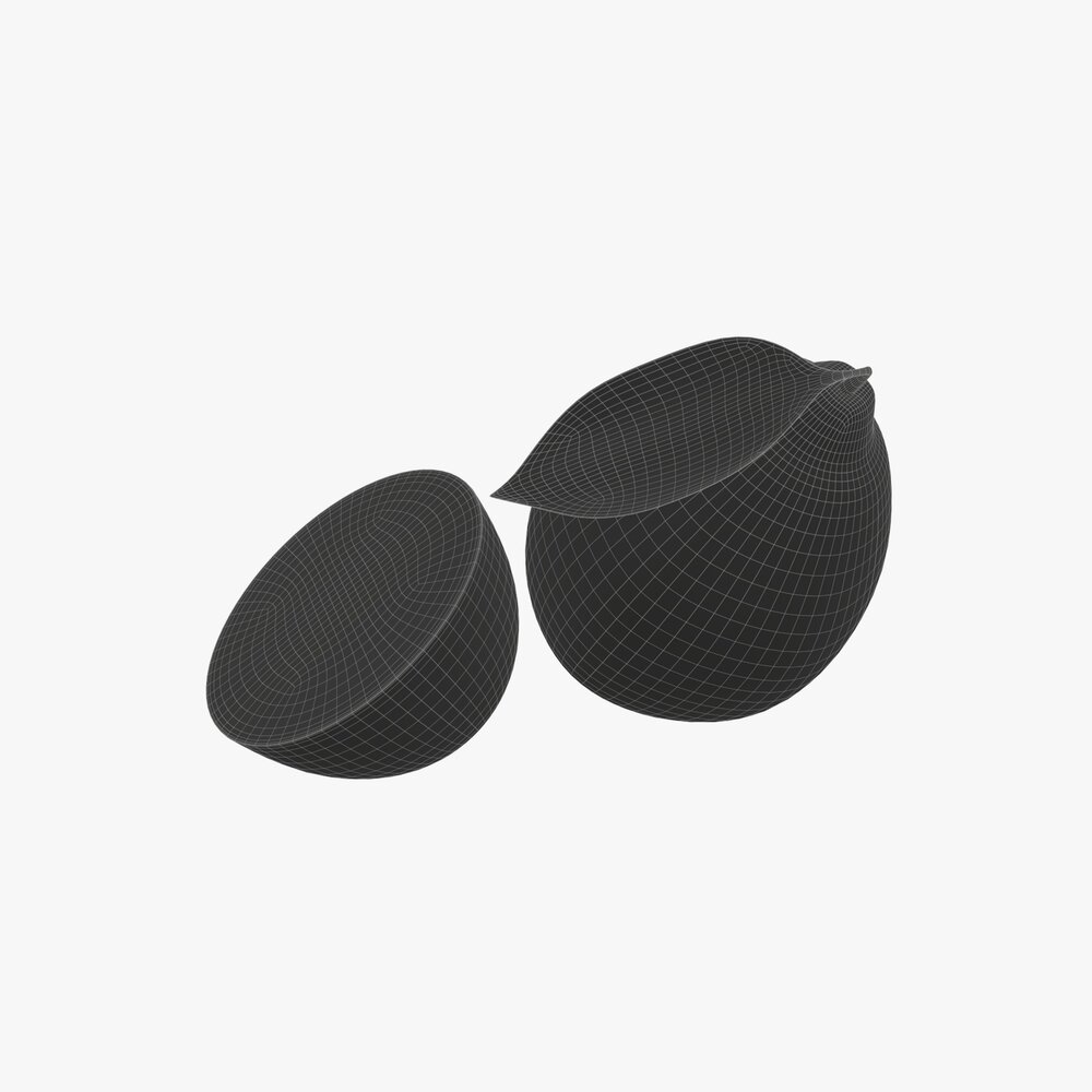 Fresh Lemon With Slice And Leaf 3D model - Download Fruit on 3DModels.org