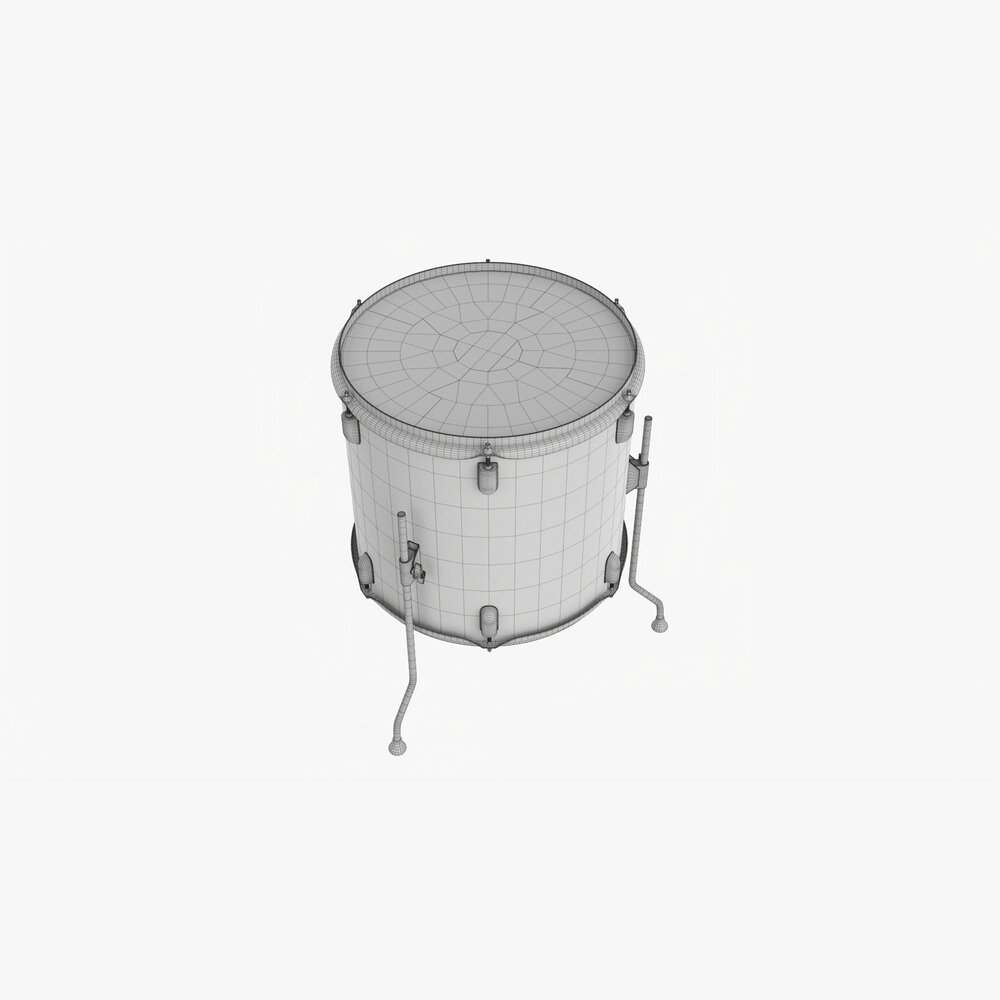 Tambor Tom de Piso Acústico Negro Con Herrajes Cromados Modelo 3D ...