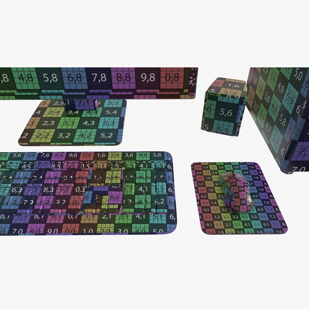 Computer Monitor Keyboard Mouse Pad Speakers Woofer Set 3D model ...