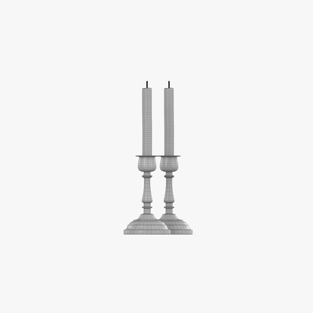 Candlestick Pair With Candles 3D model - Download Decoration on ...