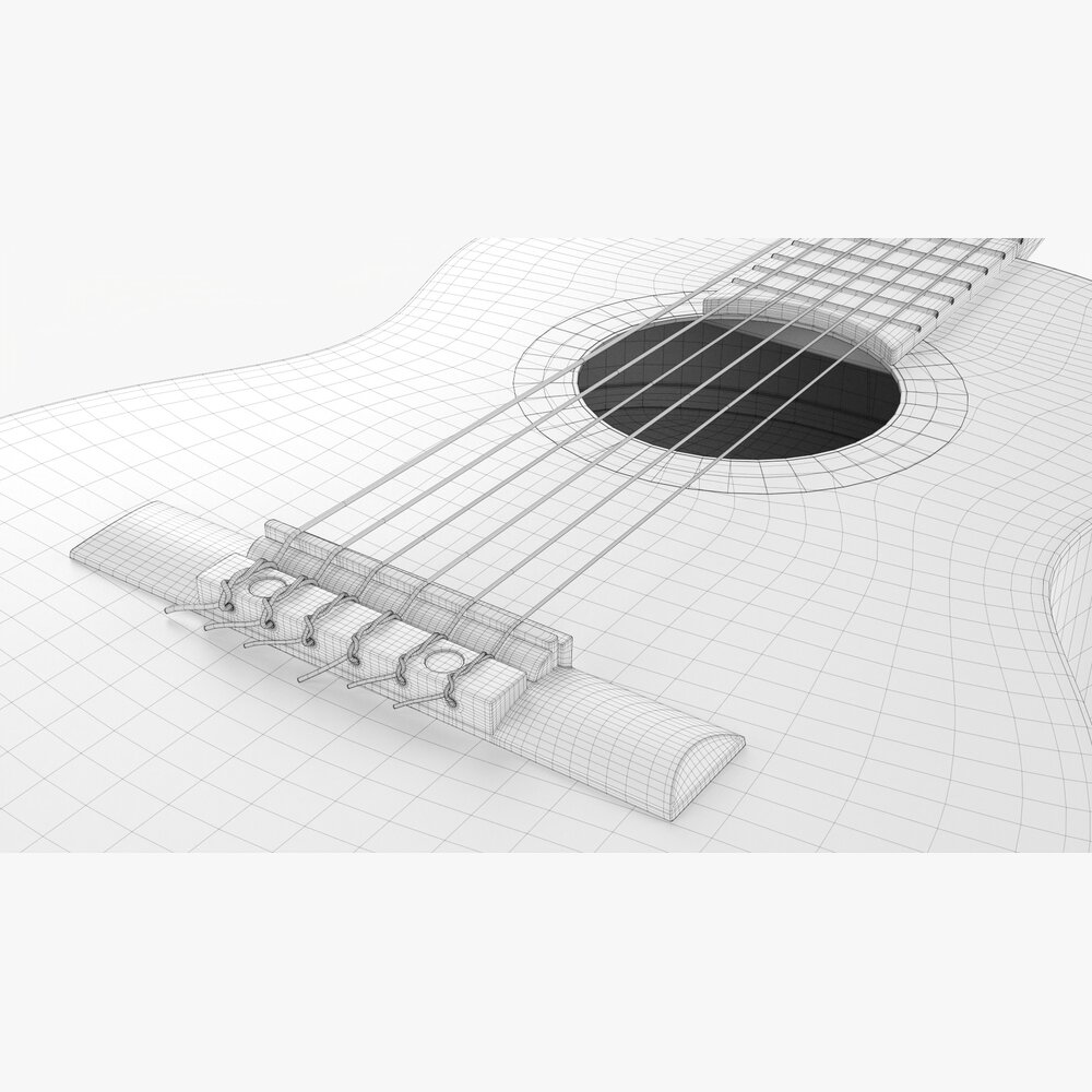 Classic Acoustic Guitar 02 3D model - Download Musical Instruments on ...