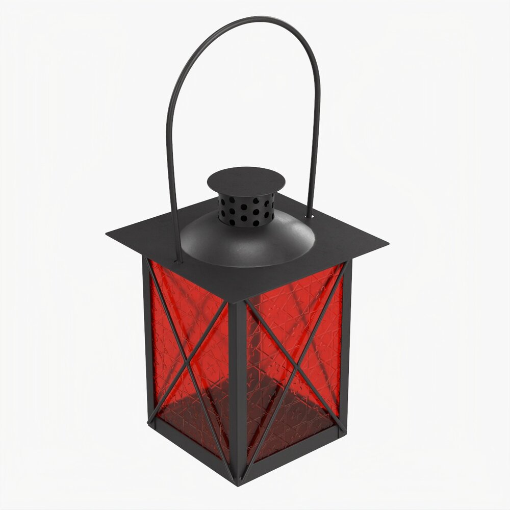 Hanging Metal Lantern With Windows 3D model - Download Decoration on ...