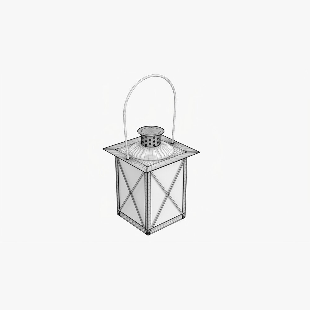 Hanging Metal Lantern With Windows 3D model - Download Decoration on ...