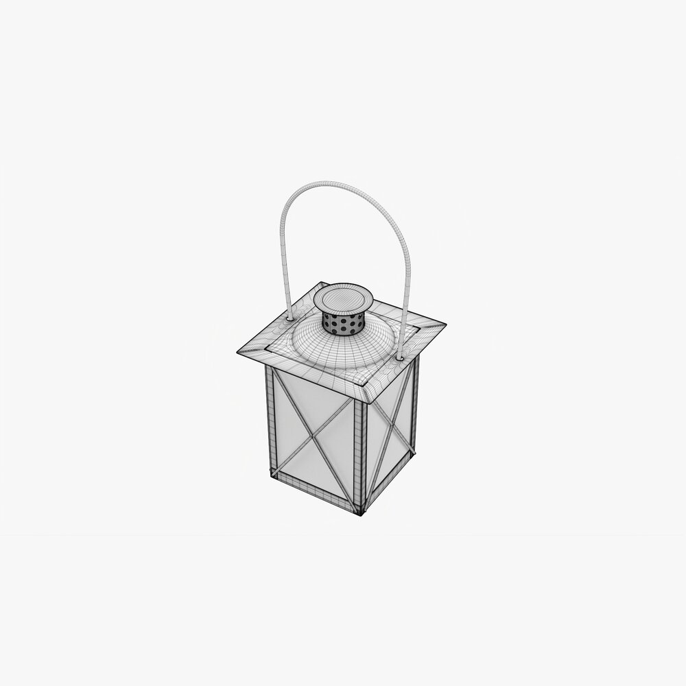 Hanging Metal Lantern With Windows 3D model - Download Decoration on ...