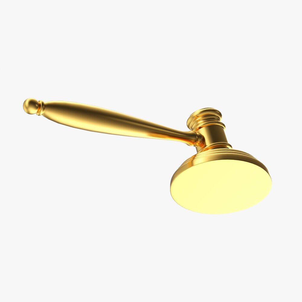 Golden Justice Gavel with Circular Base 3D model - Download Hobbies on ...