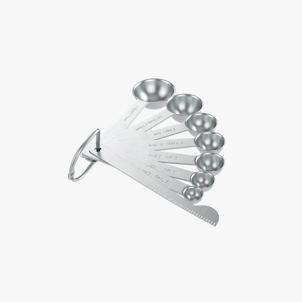 Measuring Spoons 8-Set 3D model - Download Tableware on 3DModels.org