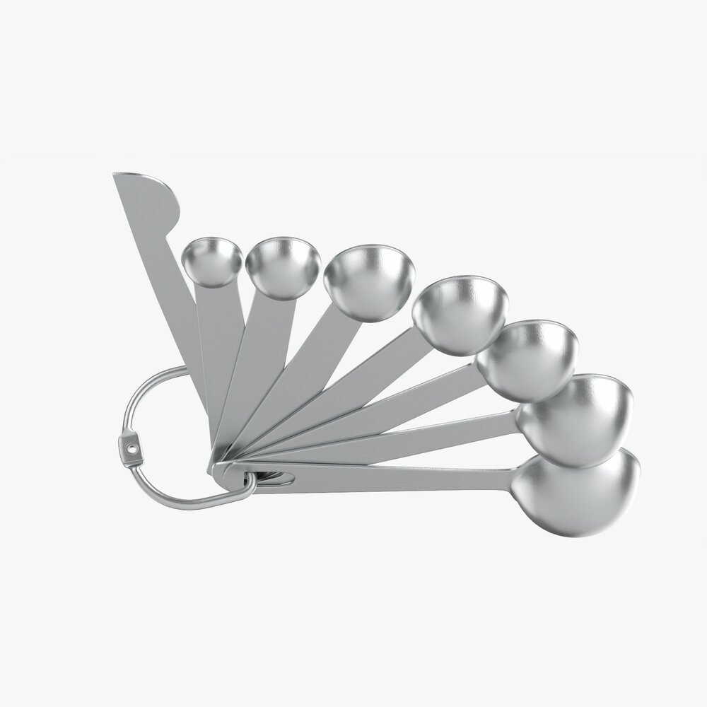 Measuring Spoons 8-Set 3D model - Download Tableware on 3DModels.org
