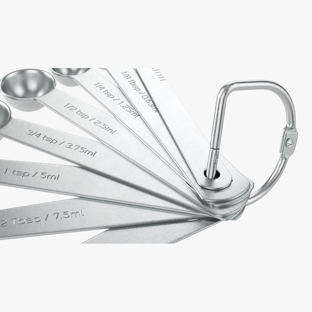 Measuring Spoons 8-Set 3D model - Download Tableware on 3DModels.org