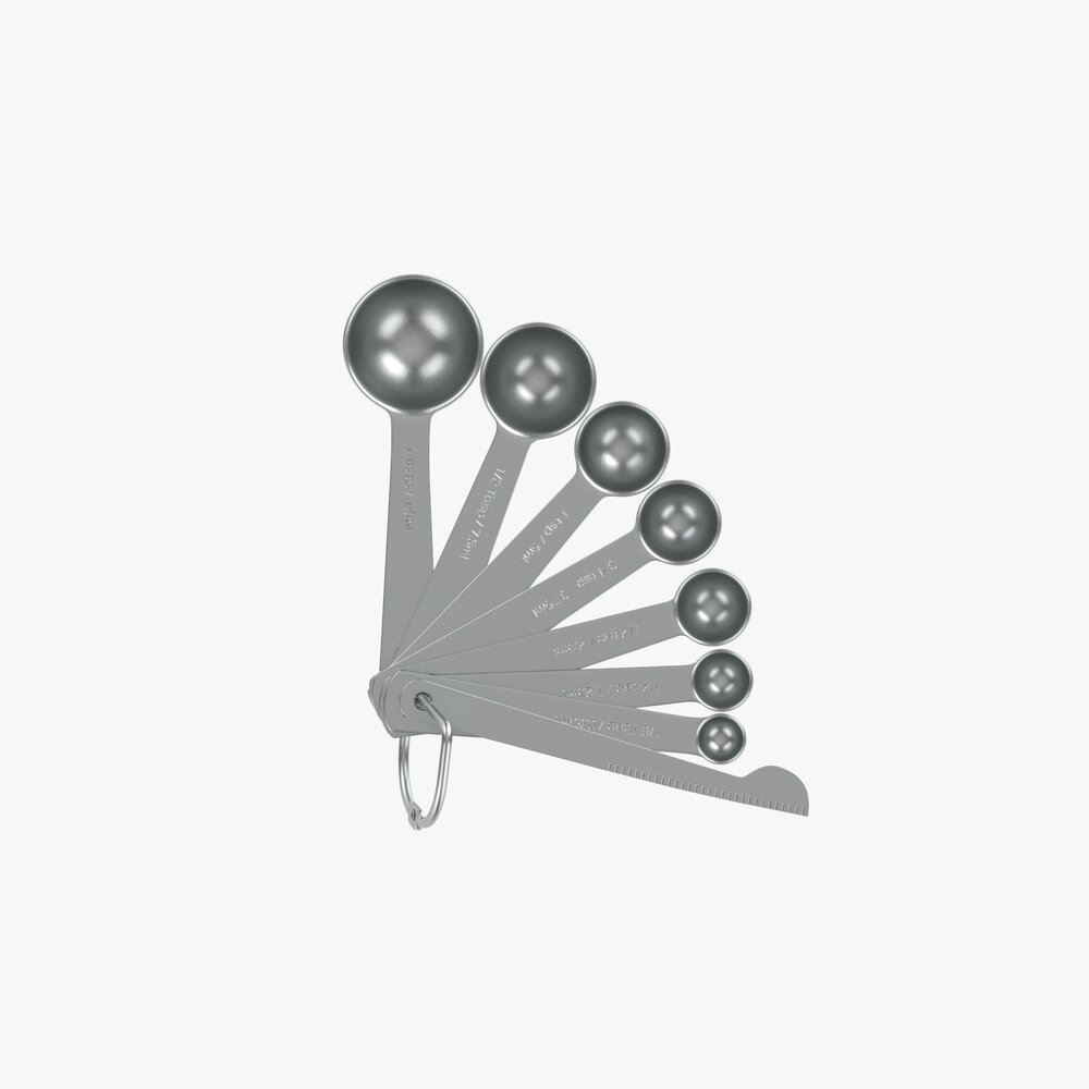 Measuring Spoons 8-Set 3D model - Download Tableware on 3DModels.org