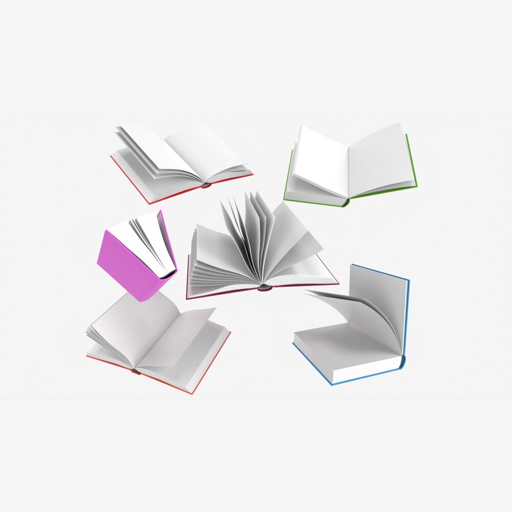 Open Books Composition 3D model - Download Stationery on 3DModels.org