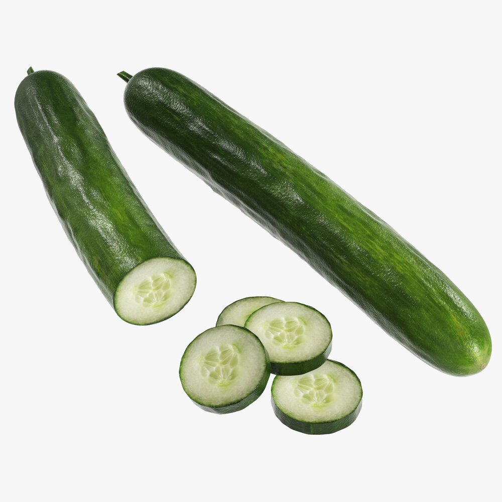 Pepino Fresco con Rodajas Modelo 3D - Descargar Verdura activado ...