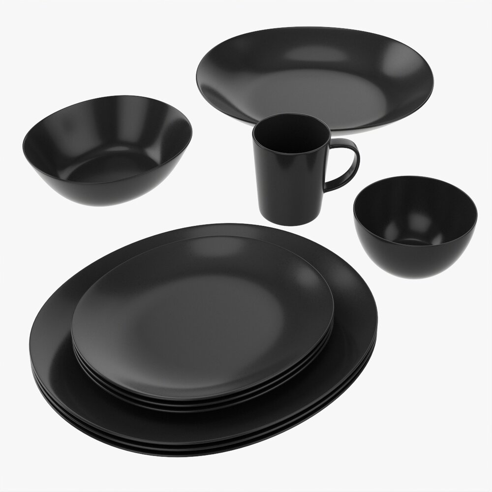 Oval Dinnerware Set 3D model - Download Tableware on 3DModels.org