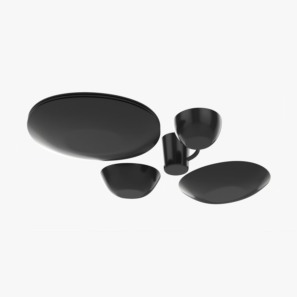 Oval Dinnerware Set 3D model - Download Tableware on 3DModels.org